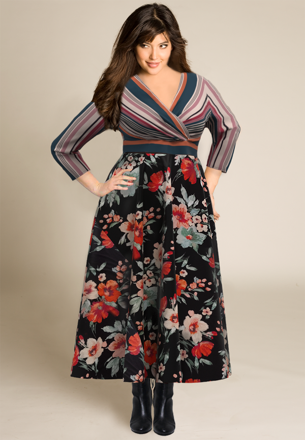 Floral print chiffon plus size dress | IGIGI.com